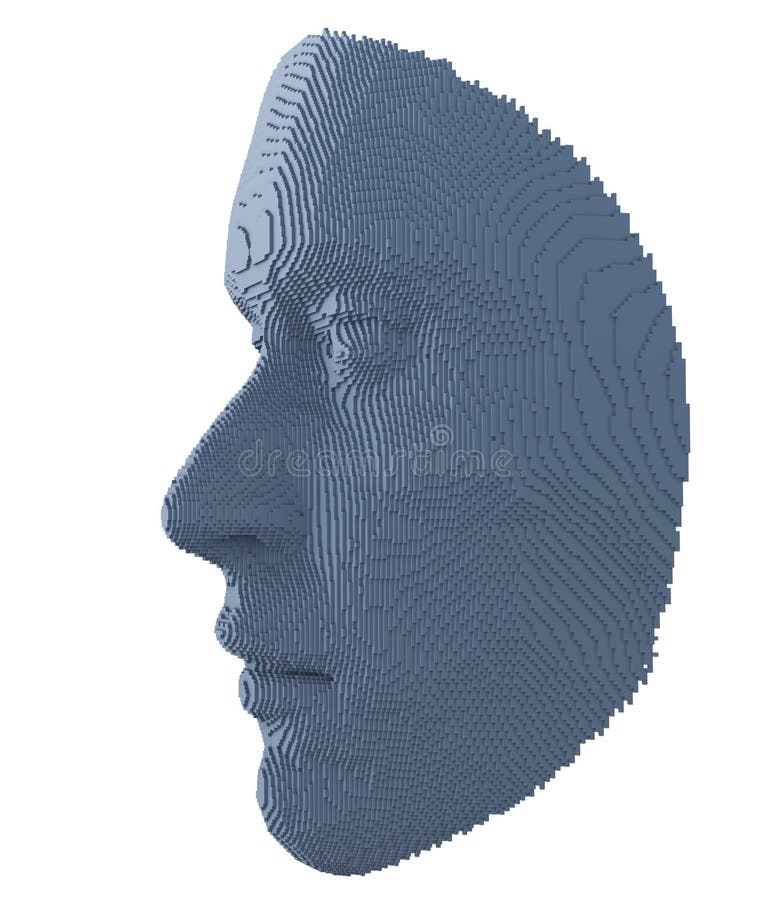 Abstract Human Face Constructing from Cubes Stock Illustration ...