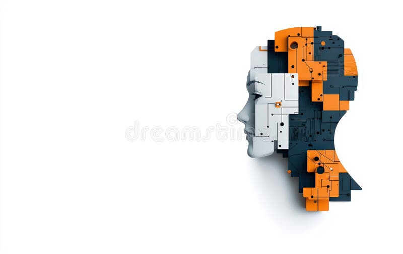 Abstract Human Face with Geometric Shapes Stock Illustration ...