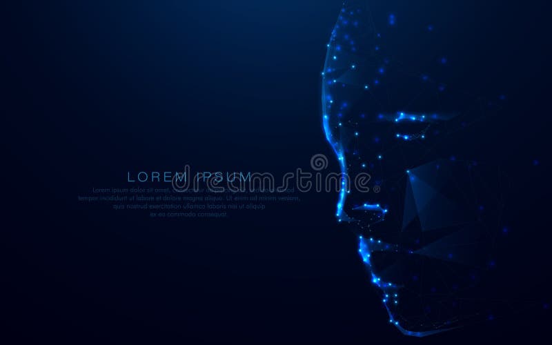 Abstract Human Face Sign with Futuristic Hi Technology. Low Poly ...