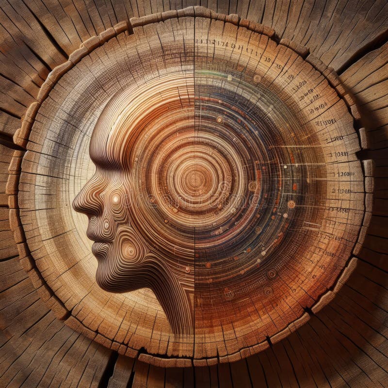 Abstract Human Face with Tree Rings and Data Stock Image - Image of ...