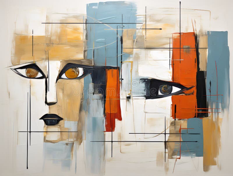 Abstract Human Face among Various Forms in a Minimalist Style. Stock ...