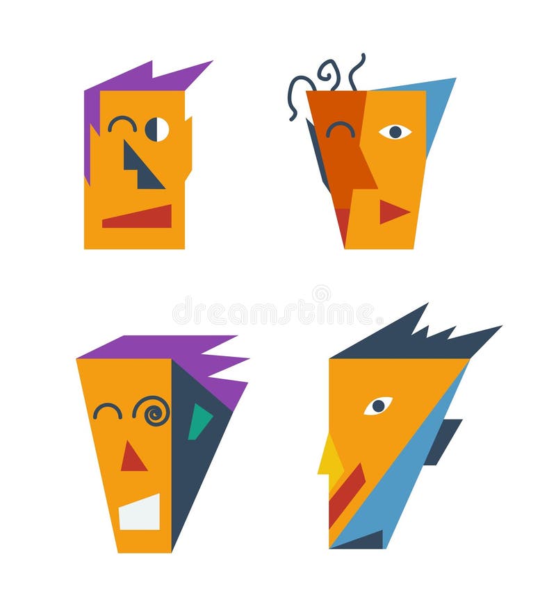 Abstract Human Faces Set stock vector. Illustration of trendy - 319571268
