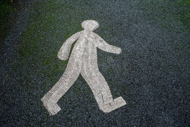 Abstract Human Figure on Asphalt Pathway. Walking Lane Concept Stock ...