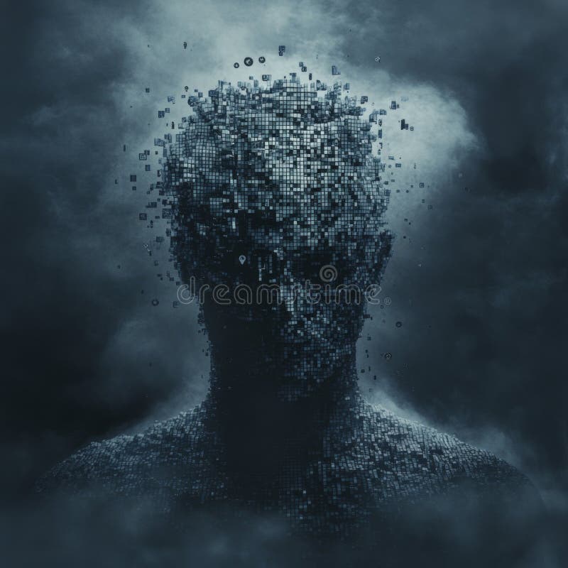 Abstract Human Figure Dissolving into Pixel Data Symbolizing Internet ... Abstract Human Figure Dissolving into Pixel Data Symbolizing Internet ...