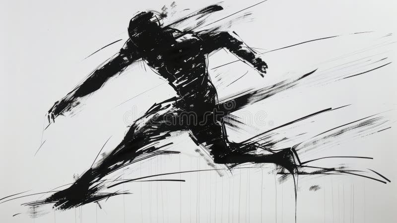 Abstract Human Figure in Minimalist Ink Drawing Stock Illustration ...