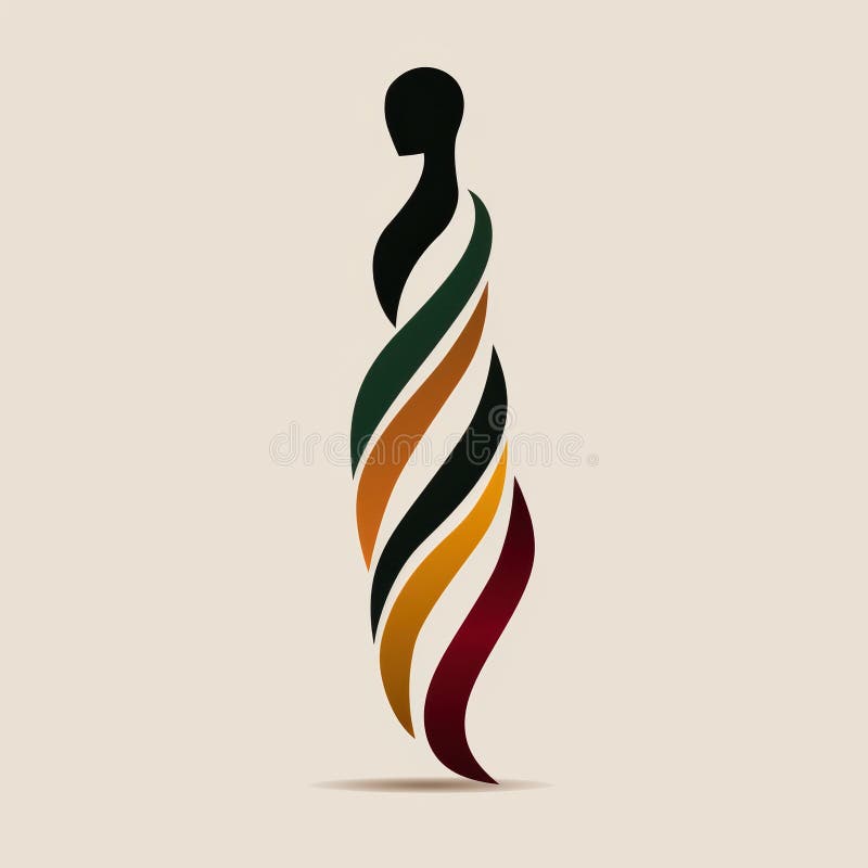 Abstract Human Figure Silhouette with Colorful Stripes Stock ...