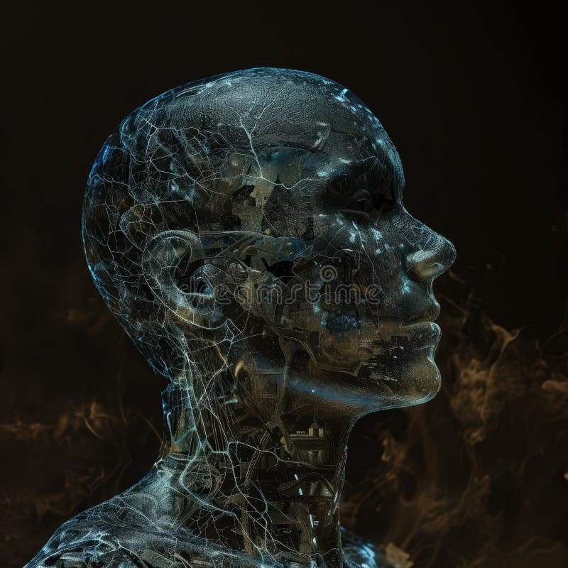 Abstract Human Figure Surrounded by Ethereal Light and Fragmented ...