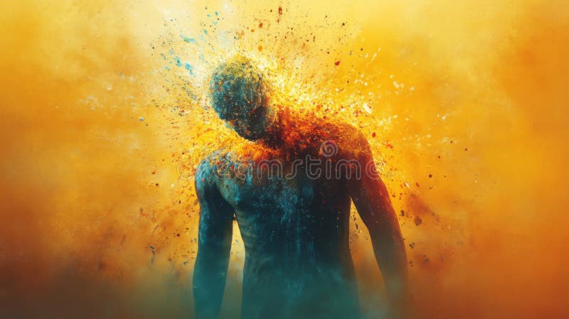 Abstract Human Form Disintegrating into Colorful Particles Stock ...