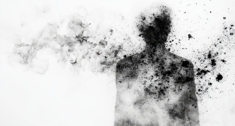Abstract Human Form Dissolving into Smoke, Digital Artwork Stock Photo ...