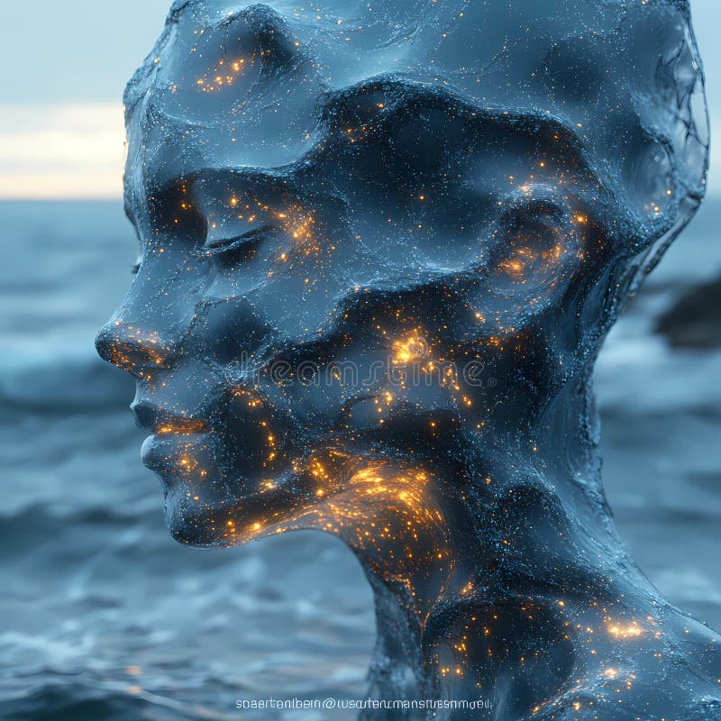 Abstract Human Form Emerging from Ocean Waves Stock Illustration ...