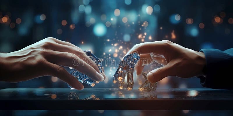 Abstract Human Hands Breaking Ice Cube with Fingers, Mixed Media ...