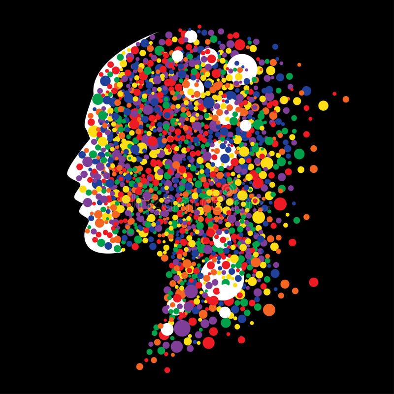 Abstract Human Head on Black Background. Stock Vector - Illustration of ...