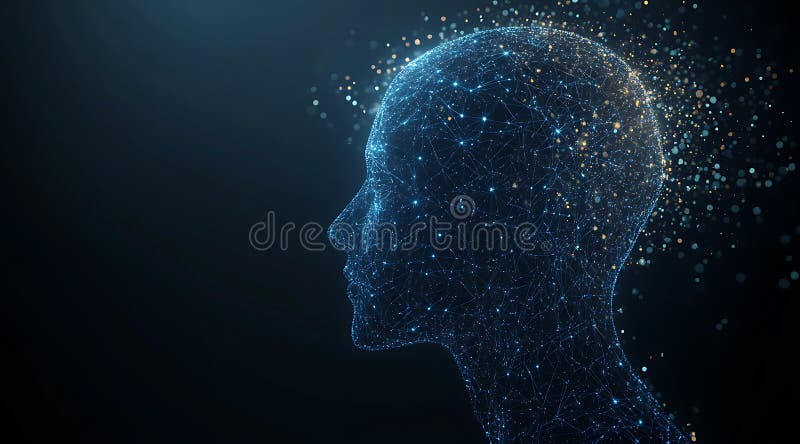 Abstract Human Head: Connected Dots Forming a Digital Representation ...