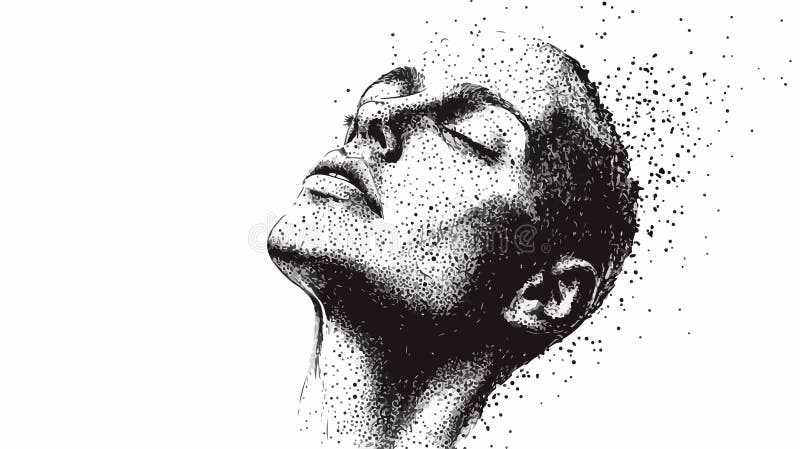 Abstract Human Head with Dotted Particles Portrait Stock Vector ...