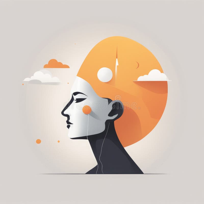 Abstract Human Head with a Face. Vector Illustration Abstract Human ...