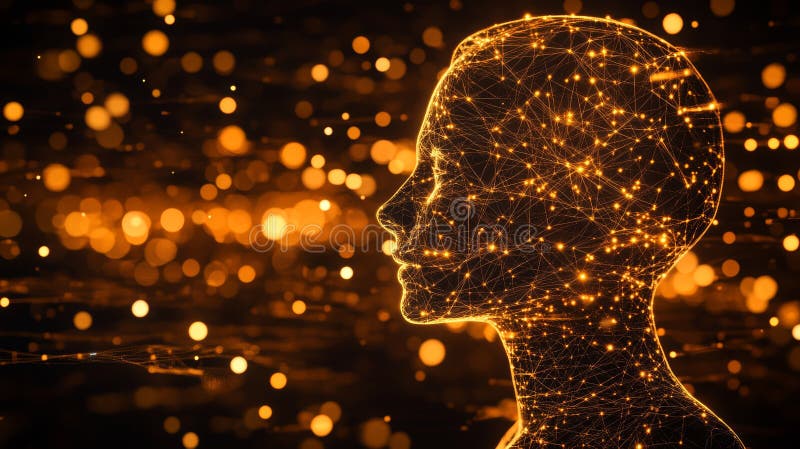 Abstract Human Head Formed by Network Connections, Digital ...