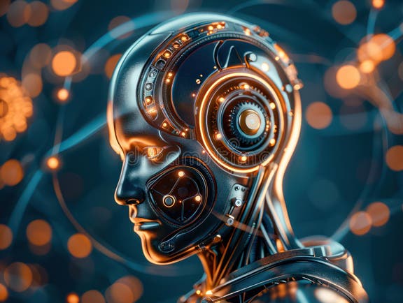 Abstract Human Head with Gears and Light a Visual Representation of ...