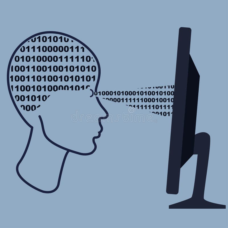 Abstract Human Head Implementing the Interface with the Computer. Stock ...