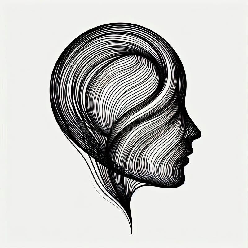 Abstract Human Head Made of Curved Lines Stock Illustration ...