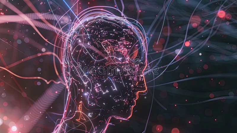 Abstract Human Head Mapping with Lines and Dots Stock Illustration ...