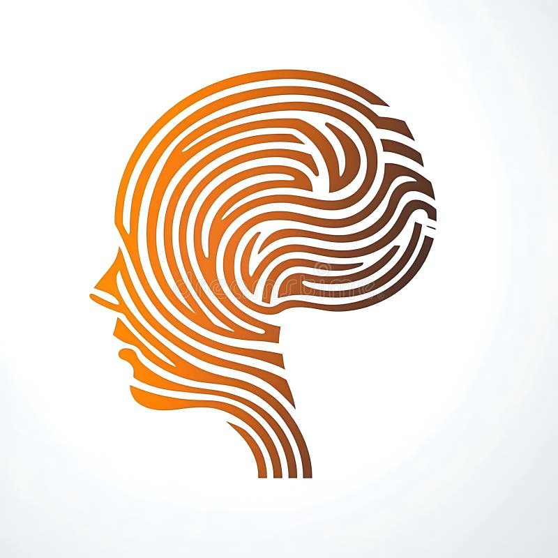 Abstract Human Head Silhouette with Fingerprint Pattern Stock ...