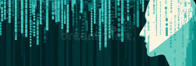 Abstract Human Head Silhouette with Motherboard Pattern, Binary Code ...