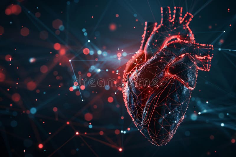 Abstract Human Heart in Digital Network Stock Illustration ...