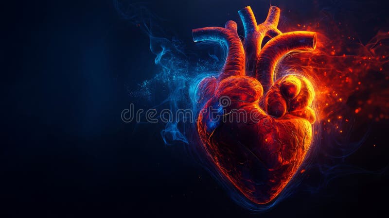 Abstract Human Heart with Energy Flow: 3D Digital Rendering Stock ...