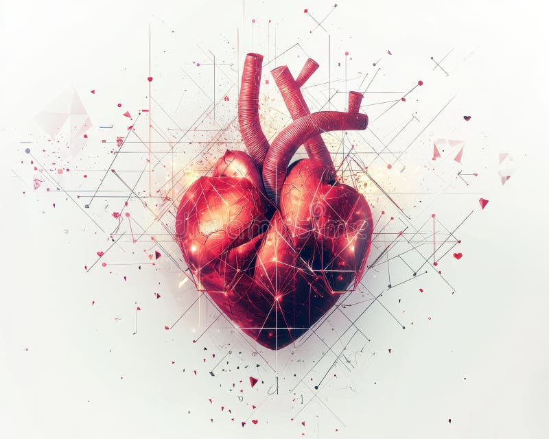 Abstract Human Heart with Geometric Elements Stock Illustration ...