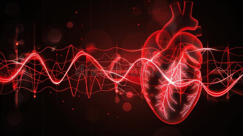Abstract Human Heart Shape with Red Cardio Pulse Line. Ai Generated ...