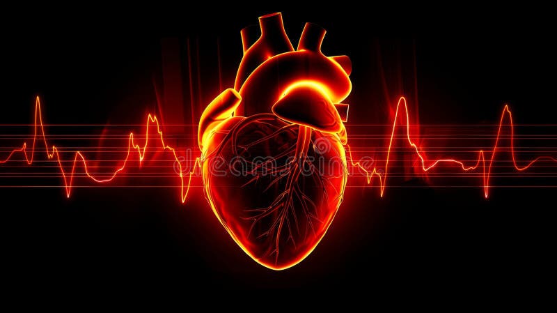 Abstract Human Heart Shape with Red Cardio Pulse Line. Ai Generated ...