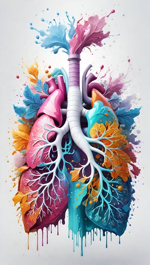 Abstract Human Lungs with Multicolored Polygon on White Background ...