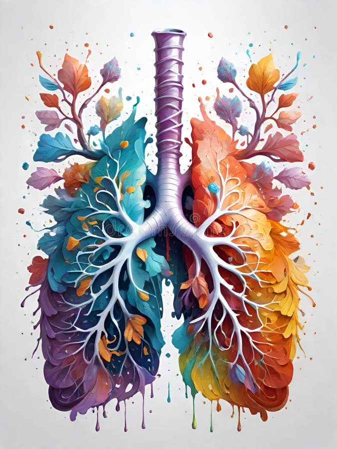 Abstract Human Lungs with Multicolored Polygon on White Background ...