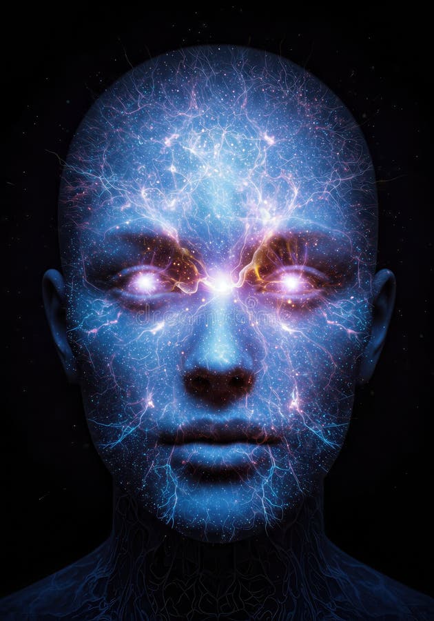 Human Mind Merging with Cosmic Galaxy Quantum Particles Digital Art ...