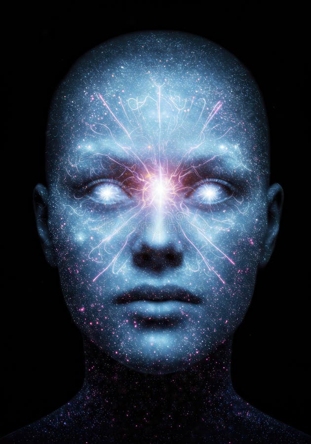 Human Mind Merging with Cosmic Galaxy Quantum Particles Digital Art ...
