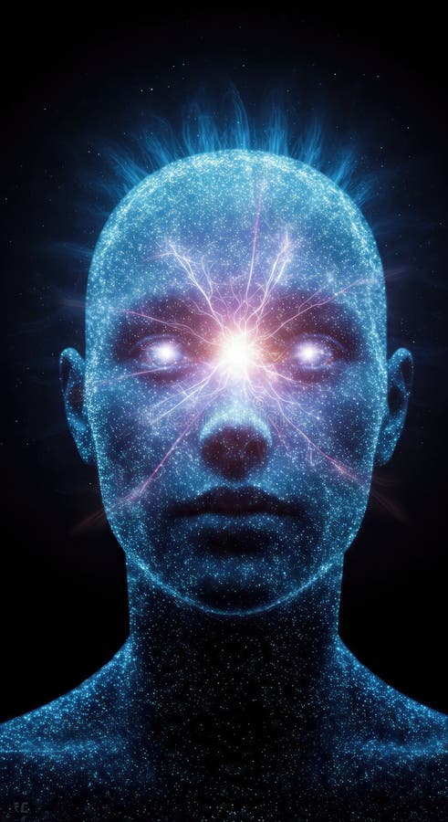 Human Mind Merging with Cosmic Galaxy Quantum Particles Digital Art ...