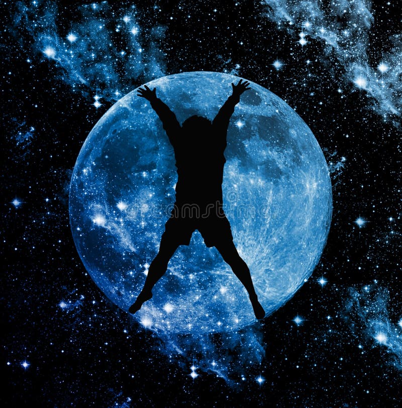 Abstract Human Silhouette on the Moon Stock Illustration - Illustration ...