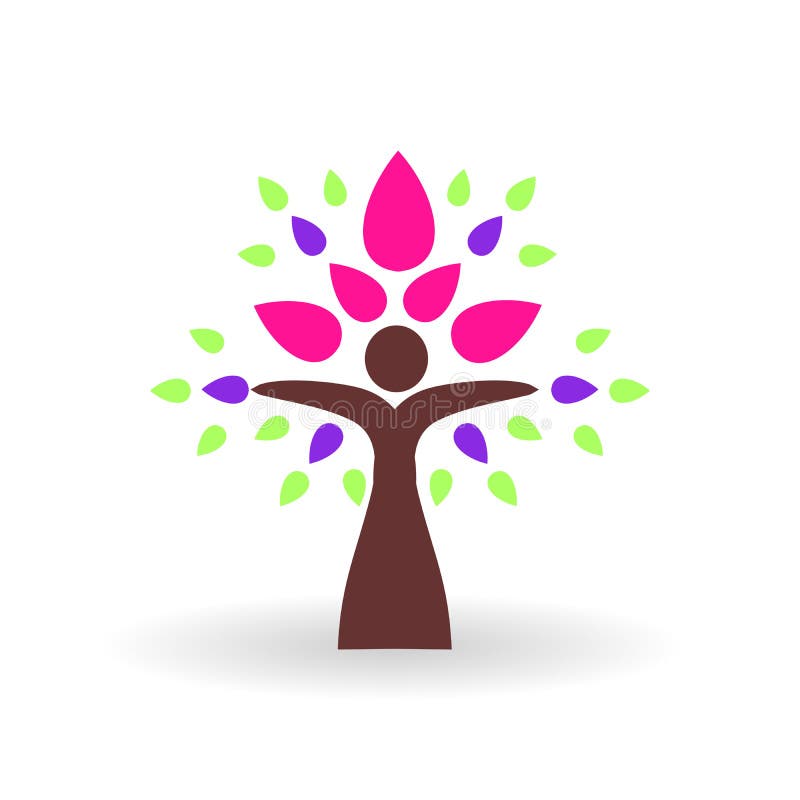 Abstract Human Tree with Leaves. Stock Vector - Illustration of sign ...