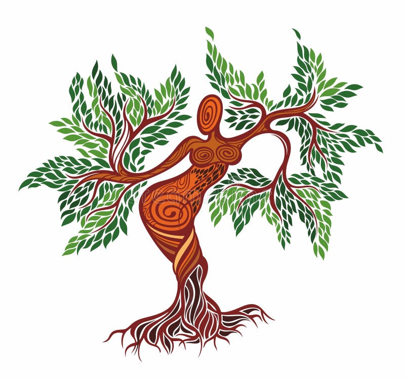 Abstract Human Tree Logo. Unique Dryad Tree Vector Illustration, Hand ...