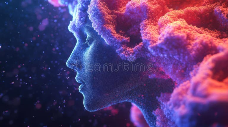 Abstract Humanoid Figure Displaying Nebula, Creating Duality and Cosmic ...