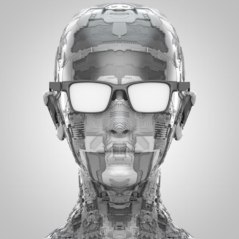 Abstract Humanoid Head in Frontal View Stock Illustration ...