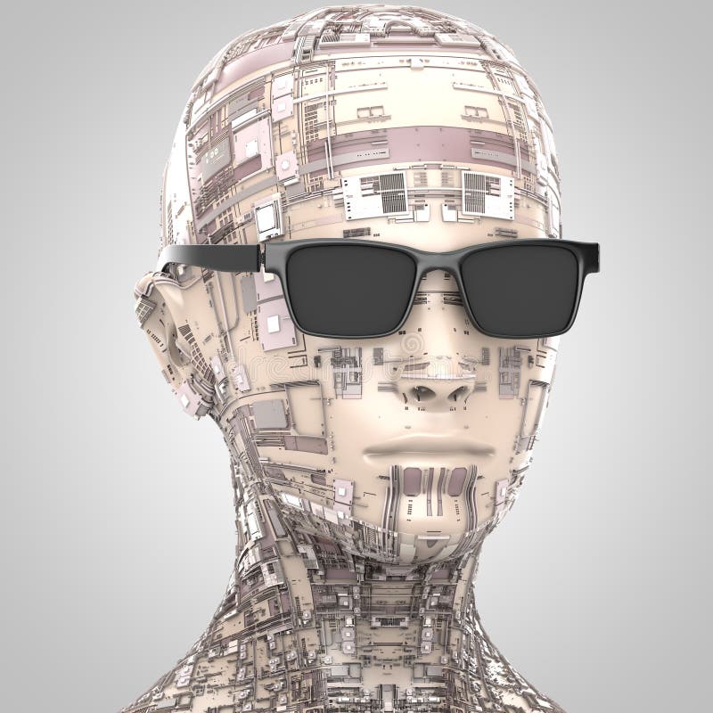 Abstract Humanoid Head in Side View Stock Illustration - Illustration ...