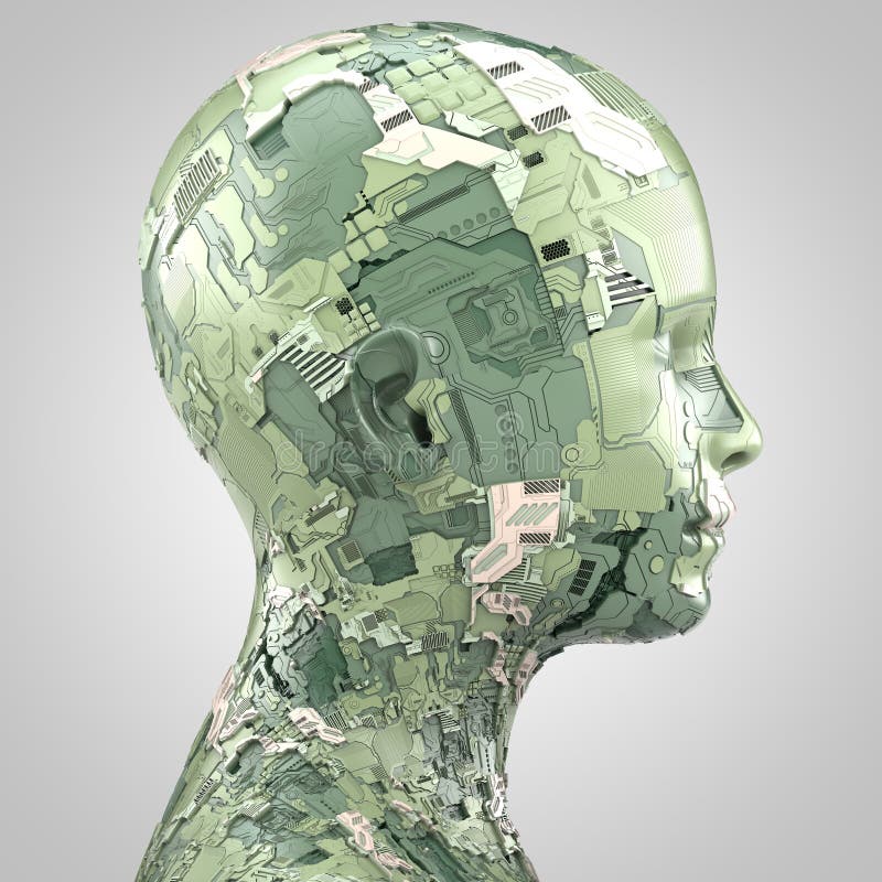 Abstract Humanoid Head in Side View Stock Illustration - Illustration ...