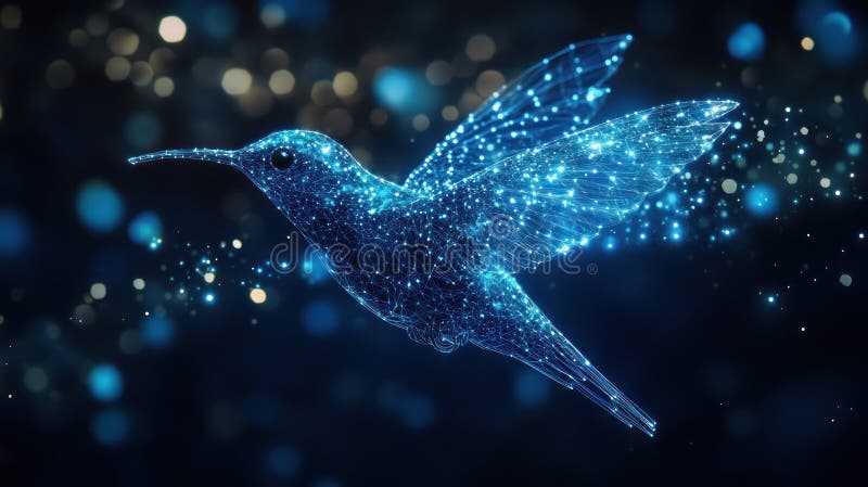 Abstract Hummingbird in Flight, Digital Art, Bokeh Background Stock ...