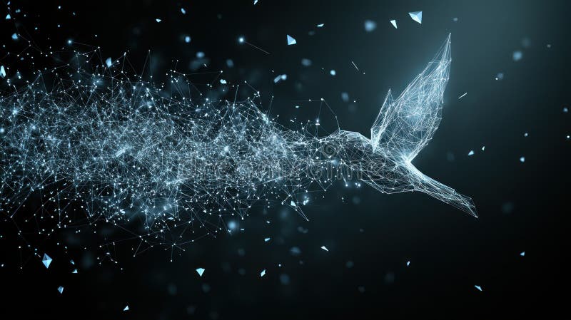 Abstract Hummingbird Flight, Digital Art, Dark Background, Particles ...