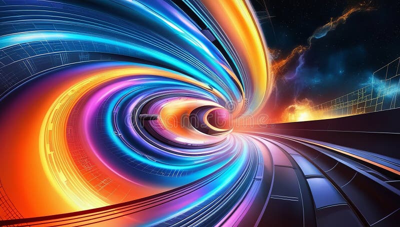 Abstract Hyperdrive 3D Motion Blur Background Stock Illustration ...