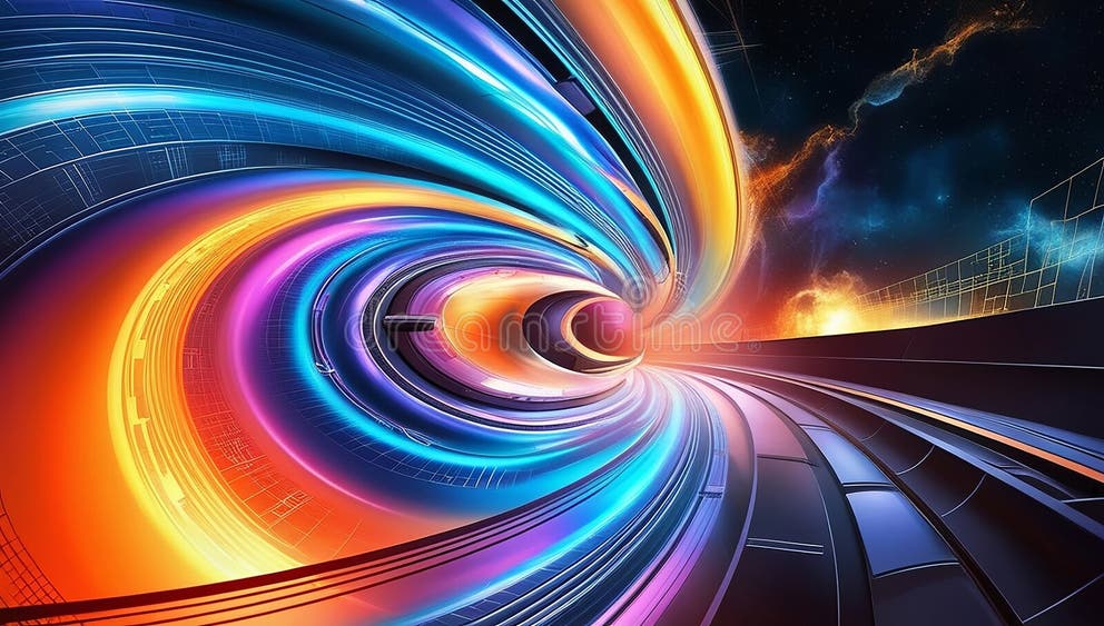 Abstract Hyperdrive 3D Motion Blur Background Stock Illustration ...