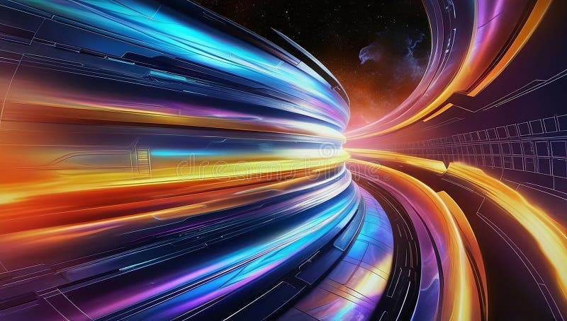 Abstract Hyperdrive 3D Motion Blur Background Stock Illustration - Illustration of creative ...