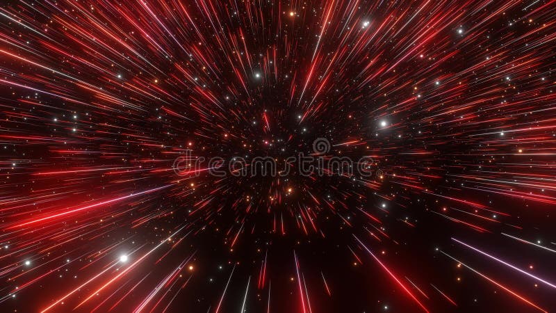 Abstract Hyperspace Background. Speed of Light, Neon Glowing Rays and ...