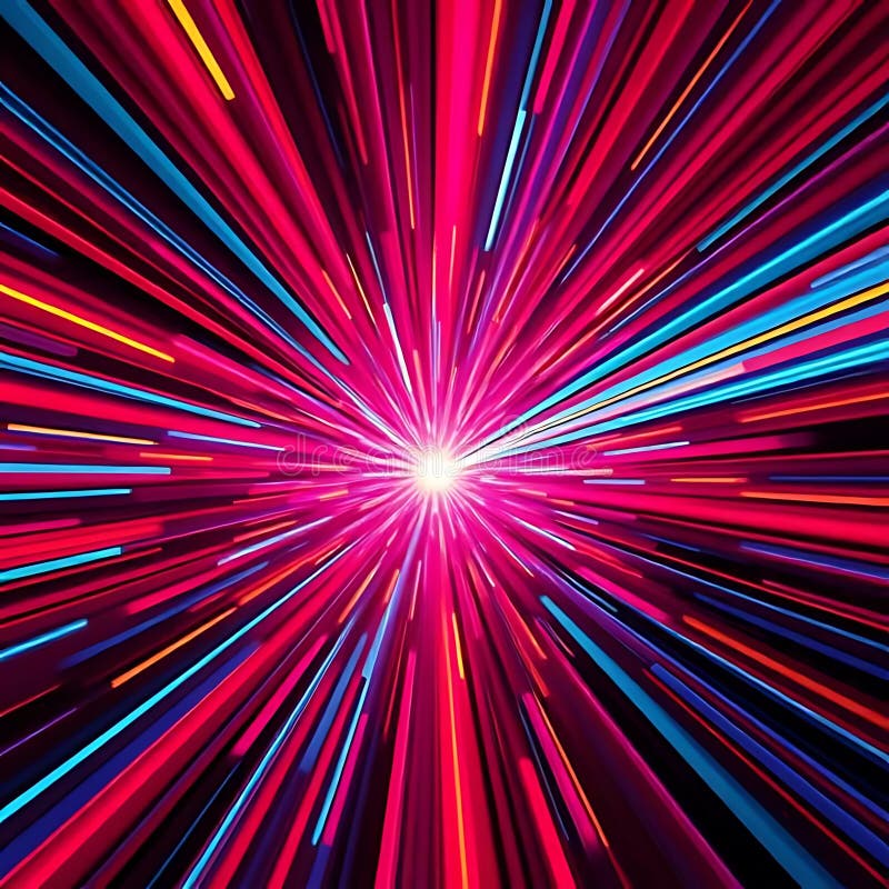 Abstract Hyperspace Tunnel Effect with Vibrant Neon Streaks Forming a ...